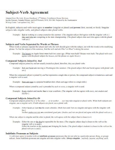 14 Subject Verb Agreement Examples