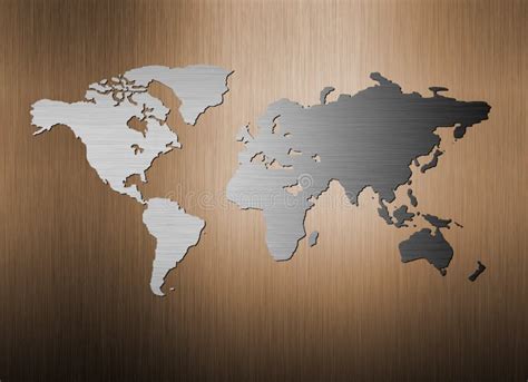 Metal World Map On The Metal Background Stock Illustration