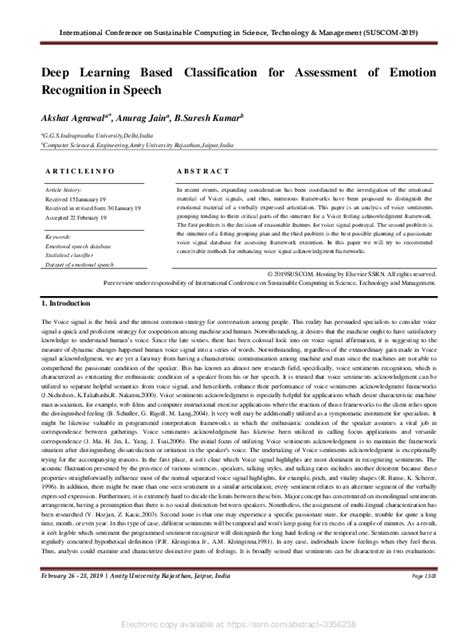 Pdf Deep Learning Based Classification For Assessment Of Emotion Recognition In Speech
