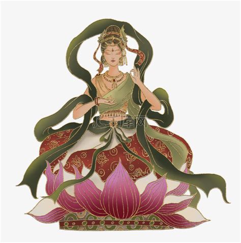 敦煌壁画宗教文化莲花座菩萨素材图片免费下载 千库网