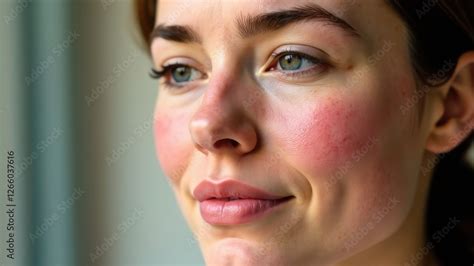 The Womans Face Shows Painful Signs Of Eczema Atopic Dermatitis