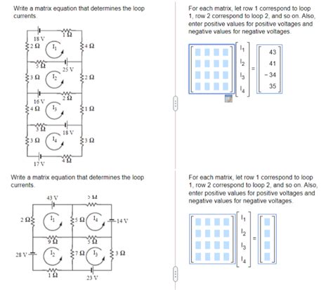 Solved A For Each Matrix Let Row 1 Correspond To Loop 1