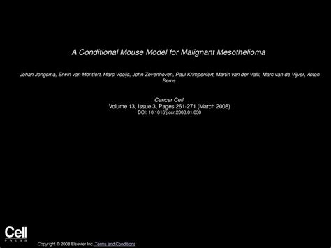a conditional mouse model for malignant mesothelioma ppt download