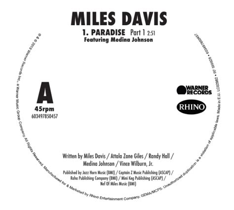 Miles Davis Paradise On 7 Vinyl Rough Trade Black 7 Rough