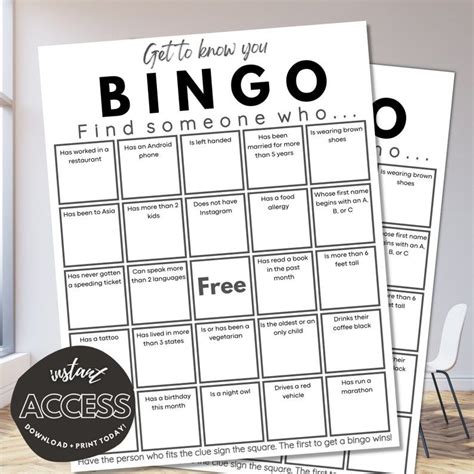 Get To Know You Bingo Partyevent Game Instant Download Etsy