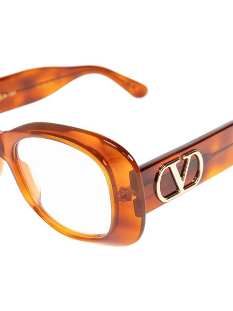 Valentino Garavani Eyewear Oversize Frame Glasses Brown Farfetch