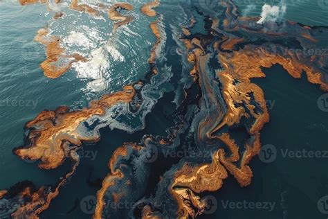 Oil Spill In Ocean Crude Oil Dangerous Threat Ecological Problem Gas
