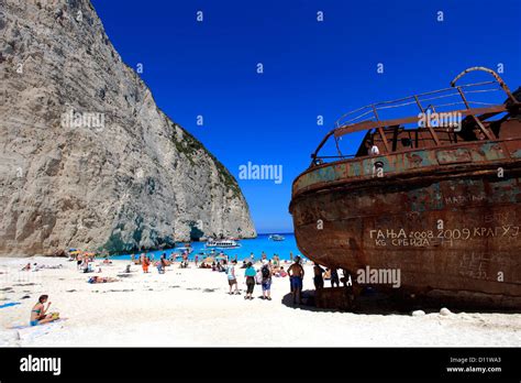 View Of Navagio Beach Also Known As Shipwreck Cove Or Smugglers Bay