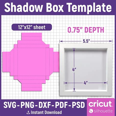 Shadow Box Template Shadow Box Svg Light Box Template 3d Shadow Box