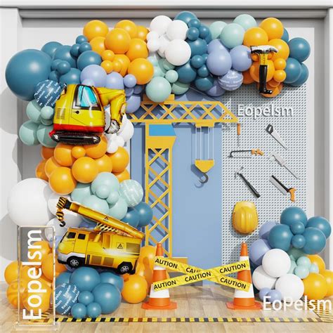 119pcs132pcs Engineering Themed Balloon Arch Garland Kit Crane