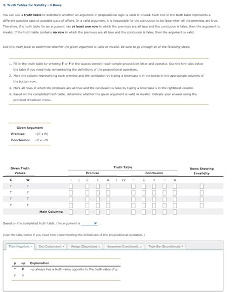 Solved 2 Truth Tables For Validity 4 Rows You Can Use A Truth