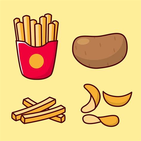 Set Of Potato Vector Illustration With Cute Design Isolated On Yellow
