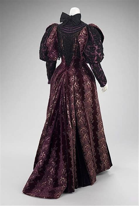 Silk Brocaded Velvet Carriage Ensemble With Fur Trim And Jet Fringe