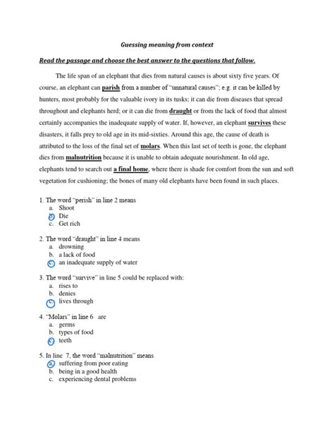 Guessing Meaning From Context | PDF