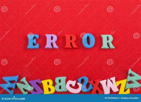 error word on red background composed from colorful abc alphabet block