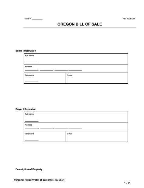 Free Oregon Bill Of Sale Forms Pdf And Word