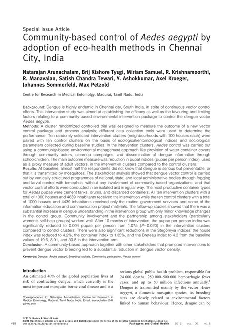 Pdf Community Based Control Of Aedes Aegypti By Adoption Of Eco