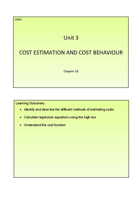 3 Cost Estimation And Behaviour Notes Emac2714 Emac Unit 3 Cost