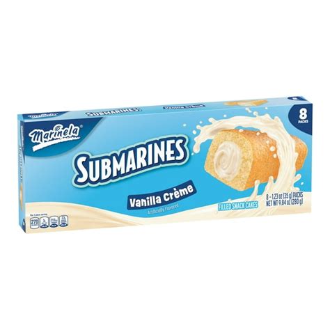 Marinela Submarinos Vanilla Bakery Desserts Snack Cakes Artificially
