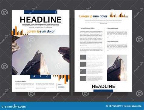 This Template Use A Rectangular Shape Decorated With Orange And Dark Blue Stock Vector