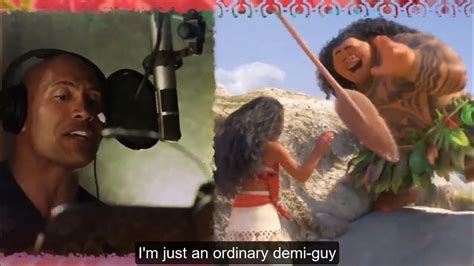 Youre Welcome Moana The Rock Behind Scenes With Subtitle Youtube