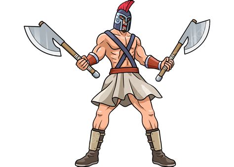 Gladiator Cartoon Double Hatchet Cartoon Clipart Gladiator Cartoon