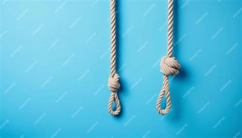 Rope With Knot Rope Noose For Hangman Hangman Knots On Blue Background