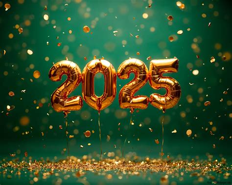 Happy New Year 2025 With 2025 Gold Foil Balloons 4k Wallpaper Download