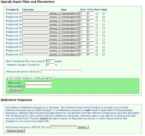 Fragment Merger Input Page Each Input File Chromatogram Or Fasta