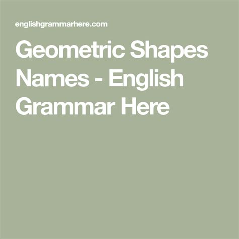Geometric Shapes Names English Grammar Here