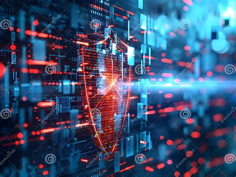 Abstract Digital Shield Deflecting Cyber Attacks Futuristic Technology Background Stock