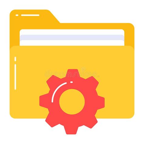 Gear With Folder Icon Of Folder Setting In Modern Style Stock Vector