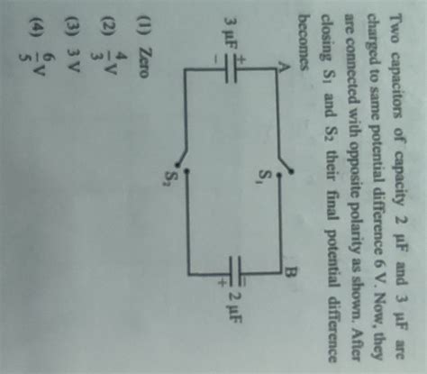 Two Capacitors Of Capacity 2 Mu Mathrm {f} And 3 Mu Mathrm {f} Are Ch
