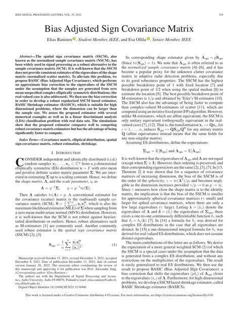 Pdf Bias Adjusted Sign Covariance Matrix