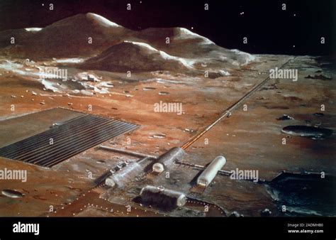 Artists Impression Of A Future Lunar Supply Base With A Lunar Mass