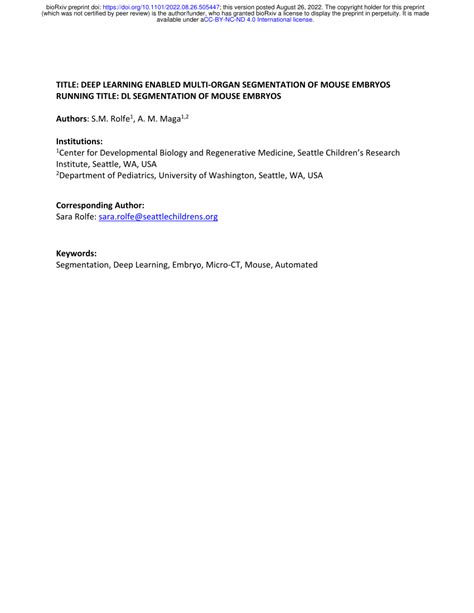 Pdf Deep Learning Enabled Multi Organ Segmentation Of Mouse Embryos