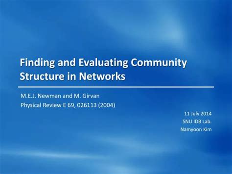 Ppt Finding And Evaluating Community Structure In Networks Powerpoint