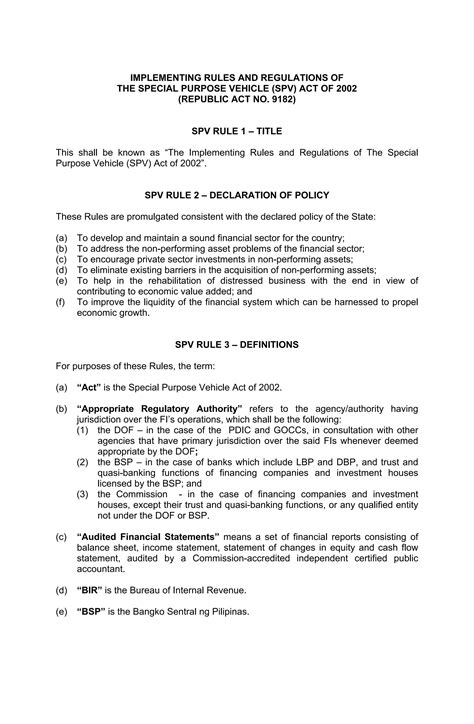 Implementing Rules For Spvs Pdf