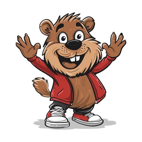 Premium Vector Happy Beaver Comic Cartoon Character