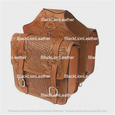 Tooled Leather Saddlebags For Horses Handmade Classic Floral Design