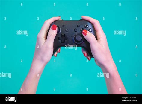 Pov Of Female Hands Gaming With Video Game Controller Gamepad Isolated