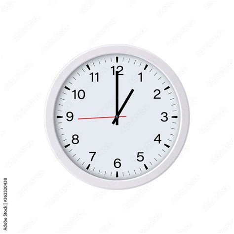 White Round Clock Showing One Oclock Isolated Vector Illustration