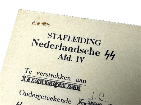 Original Wwii Dutch Ss Statement Document From A Onderschaarleider From Groningen
