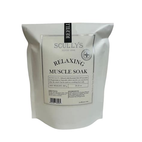 Scullys Relaxing Muscle Soak Refill Pack 800g Scullys Home And Beauty