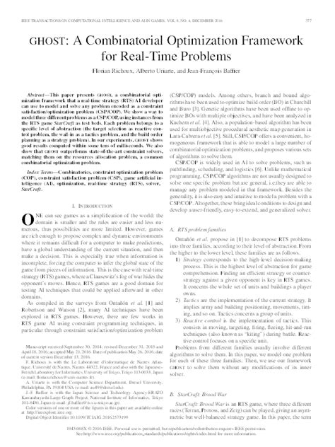 Pdf Ghost A Combinatorial Optimization Framework For Real Time Problems