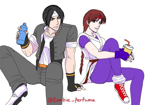 Kusanagi Kyou Yuri Sakazaki The King Of Fighters 1boy 1girl Black