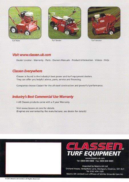 Classen Aerators Rakes Etcpdf