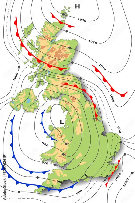 Forecast Weather Map Of Great Britain Meteorological Topography