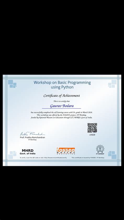 Gaurav B On Linkedin Got Python Certification With A Garde Offered