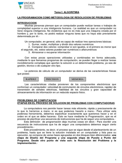 tema 1 algoritmos pdf algoritmos programa de computadora
